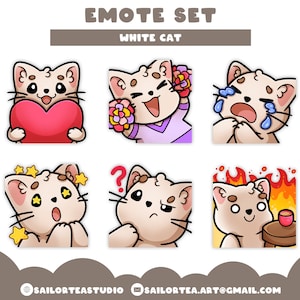 White Cat Emote Set P2U Premade Pack Package Cats Kawaii Kitty Neko ...