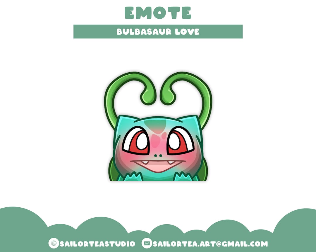 Bulbasaur Love Emote | P2U Premade Twitch Discord Youtube Pokemon Heart ...