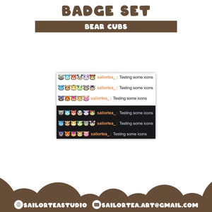 Bear Cub Badge Set P2U Premade Twitch Youtube Discord Pack Package Cute ...