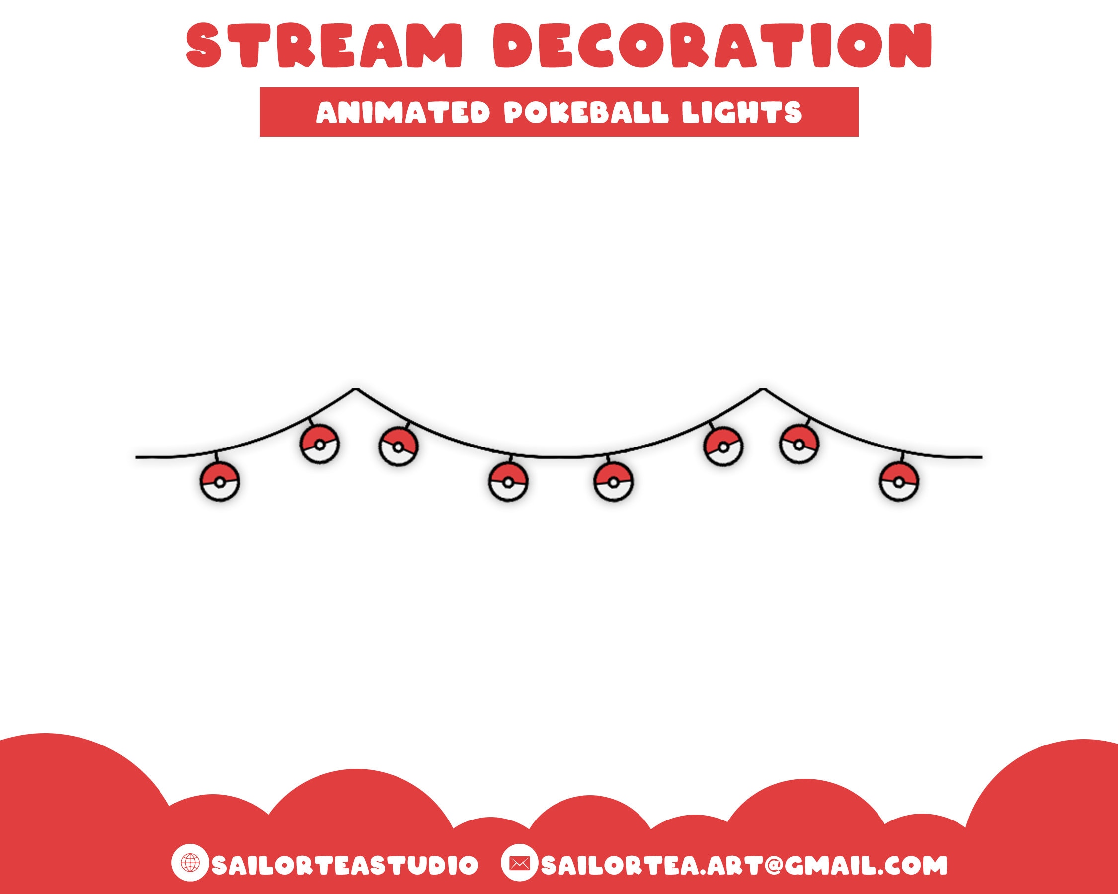 Pokeball Fairy Light Animated Stream Decoration | Premade, P2U, Overlay ...