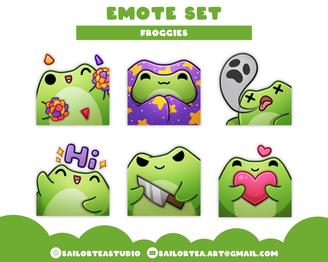 Frog Emote Set | P2U Twitch Youtube Discord Emotes Froggy Cheer Cozy ...