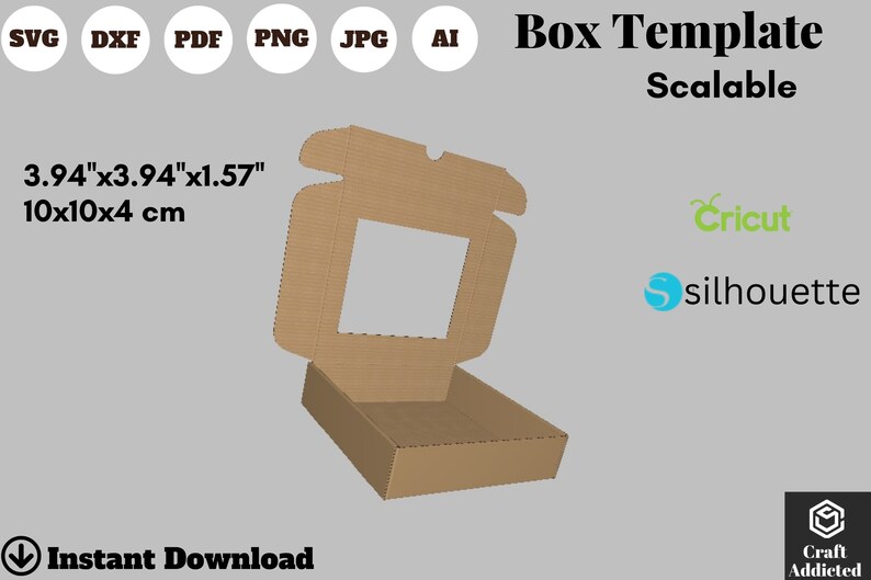 Gift Box Template SVG With Window: Favor Box Vector (digital Download ...