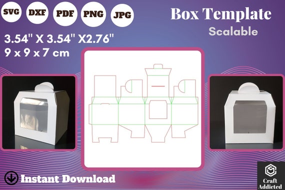 Gift Box Template With Window SVG DXF PDF Jpg Png - Etsy