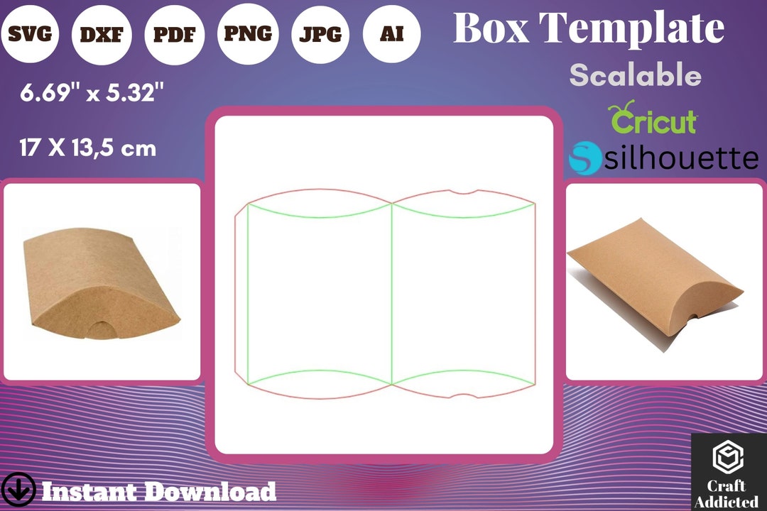 Pillow Box Template SVG, Gift Box SVG, Party Favor Box , Wedding Favor ...
