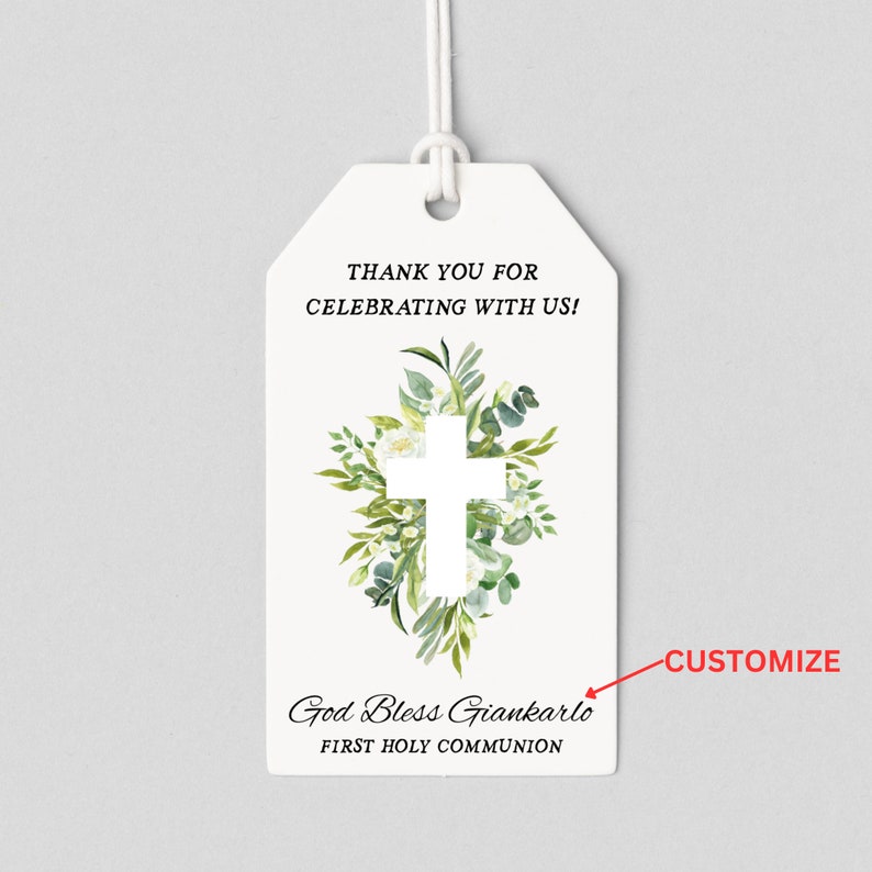 First Holy Communion PRINTED Gift Tag Personalized Party Favor Tag ...