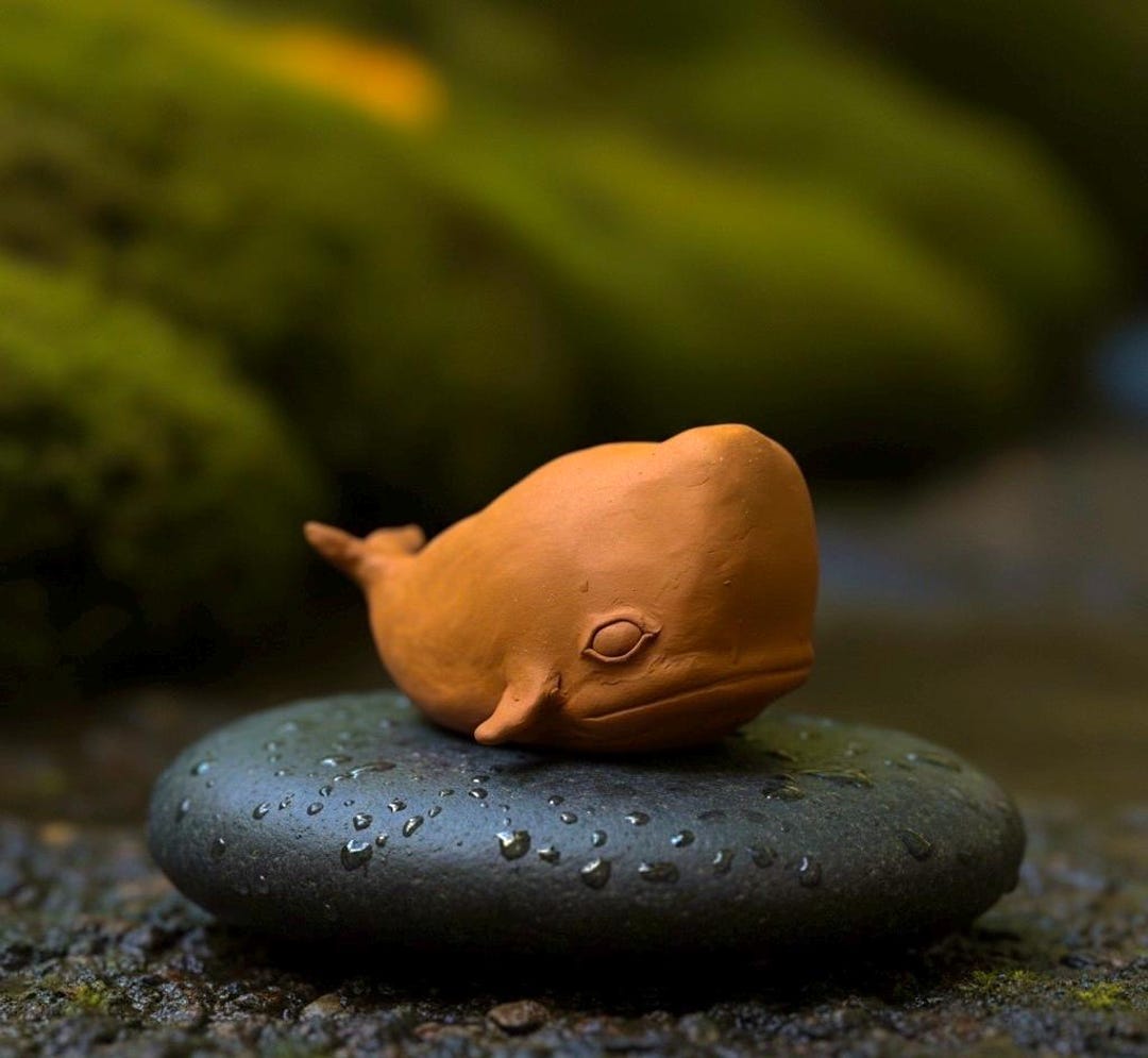 Handmade Terra-cotta Whale Sculpture: Rustic Ceramic Figurine - Etsy