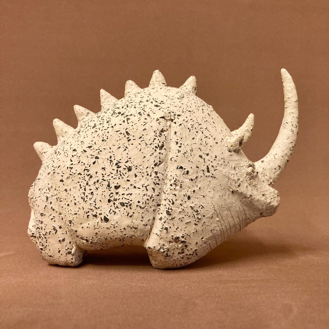 Handmade Ceramic Woolly Rhinoceros Sculpture - Ceramic Figurine ...