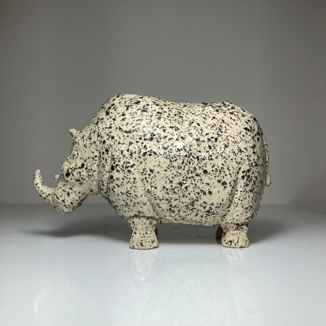Handmade Ceramic Rhino Sculpture Ceramic Figurine Ceramic Rhino Statue ...