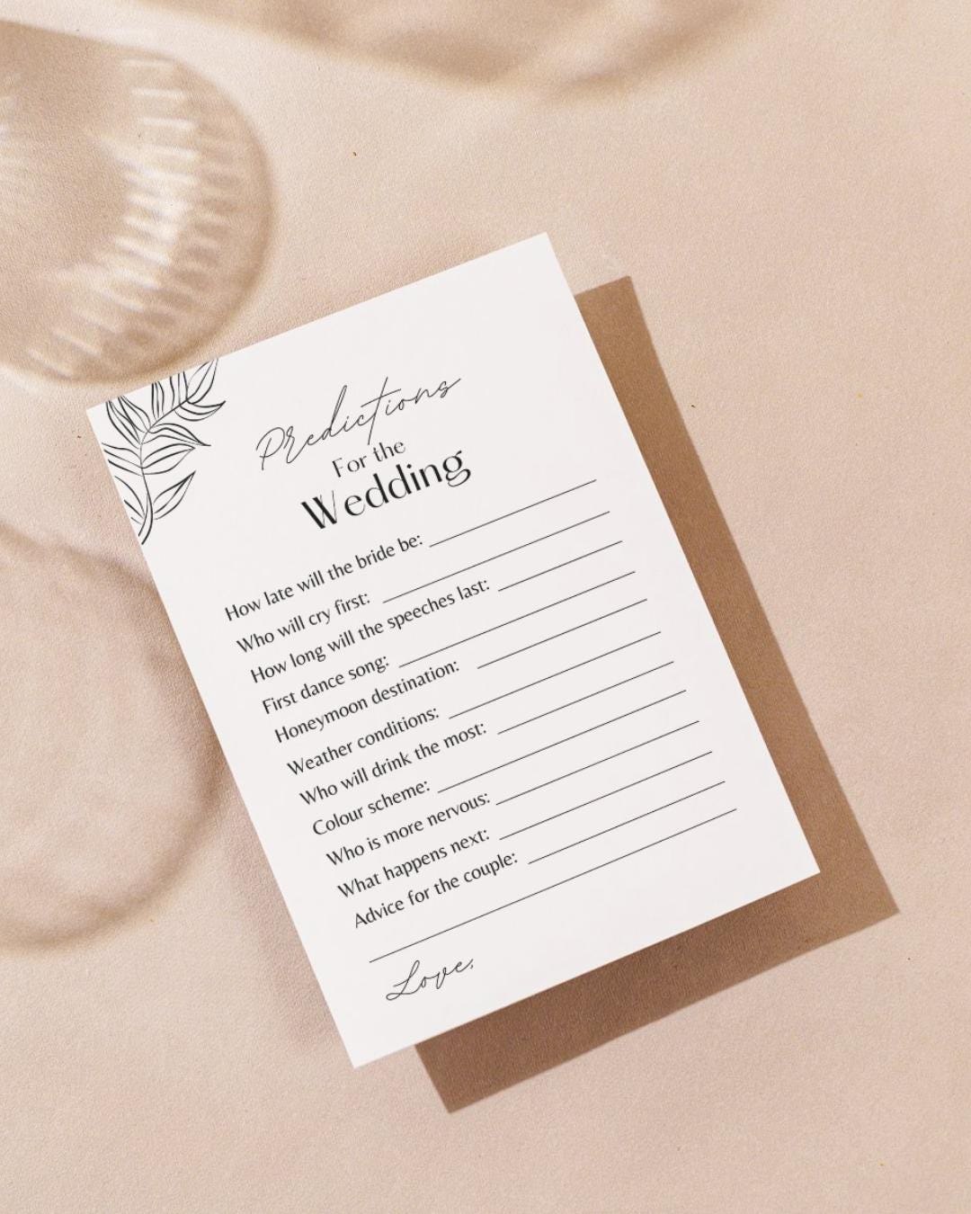 Wedding Predictions Bridal Shower Game, Minimalist Engagement Party ...