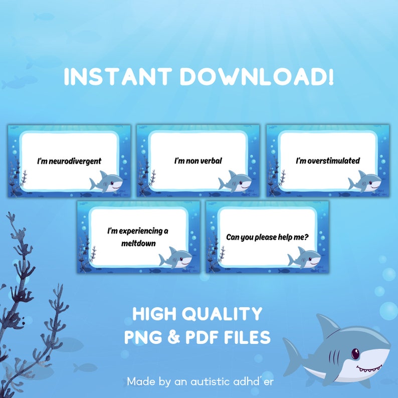 Blue Shark Everyday Communication Cards, Non Verbal Autism Printable ...