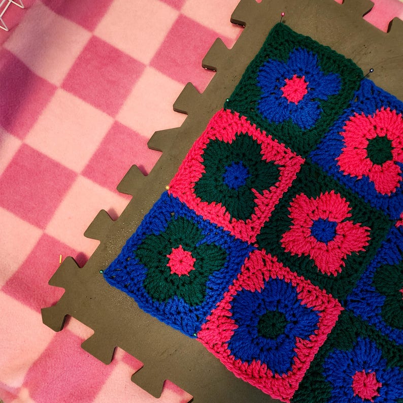 PATTERN ONLY, Crochet Flower Power SQUARE Pattern, Dopamine Crochet ...