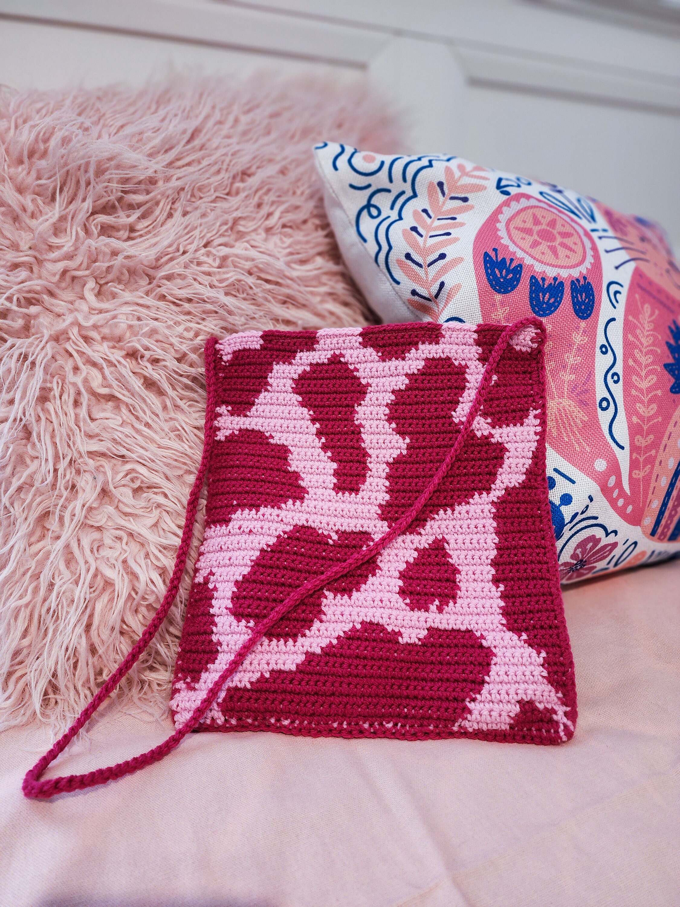Y2K Cow Print Crochet Shoulder Bag Retro Bag Pink Y2K Bag - Etsy