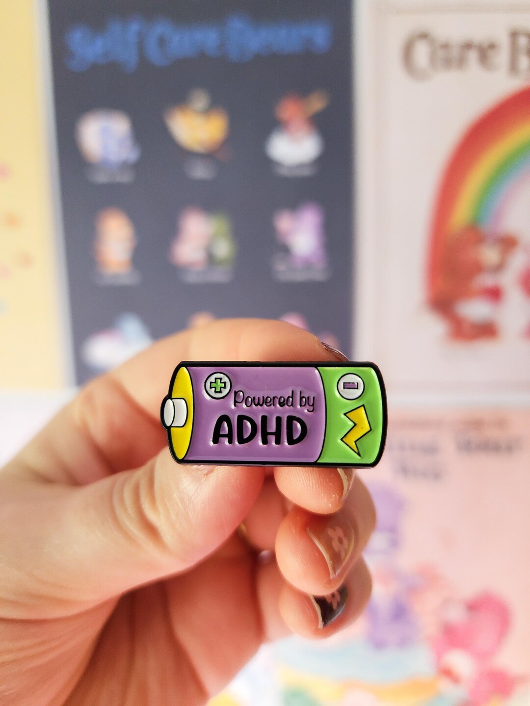 Powered by ADHD Enamel Pin, Neurodivergent Pin - Etsy
