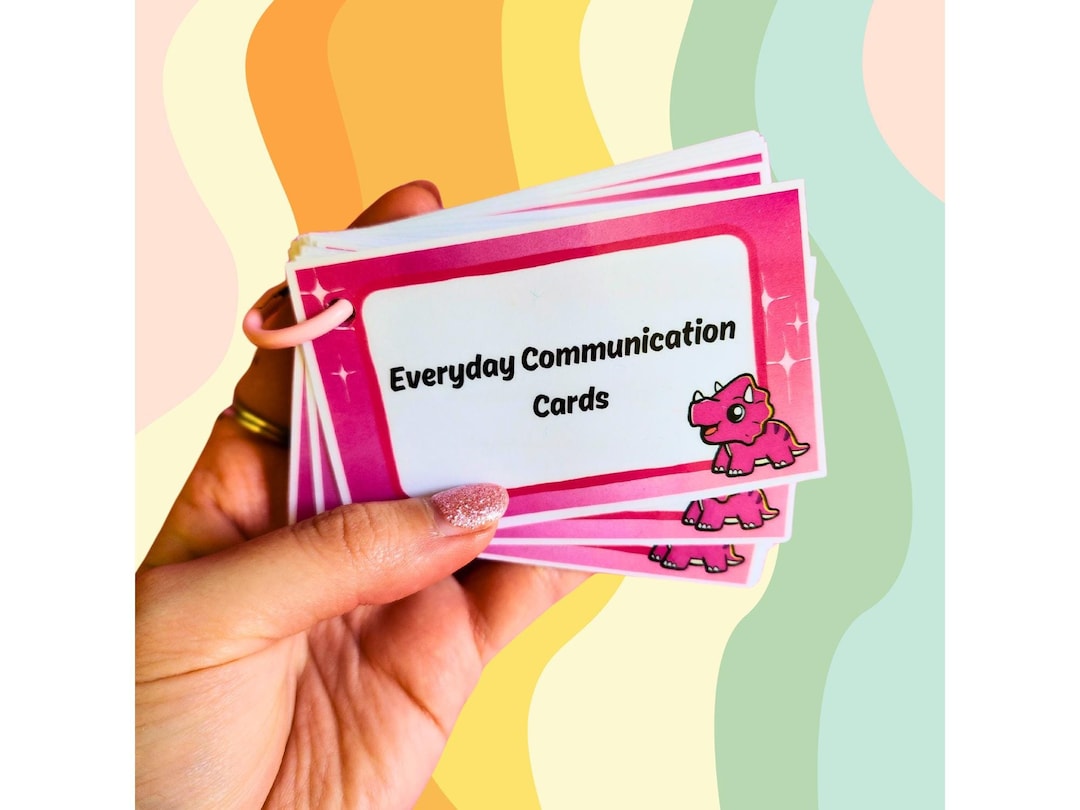PHYSICAL COPY Pink Dinosaur Everyday Communication Cards, Ready to Ship ...