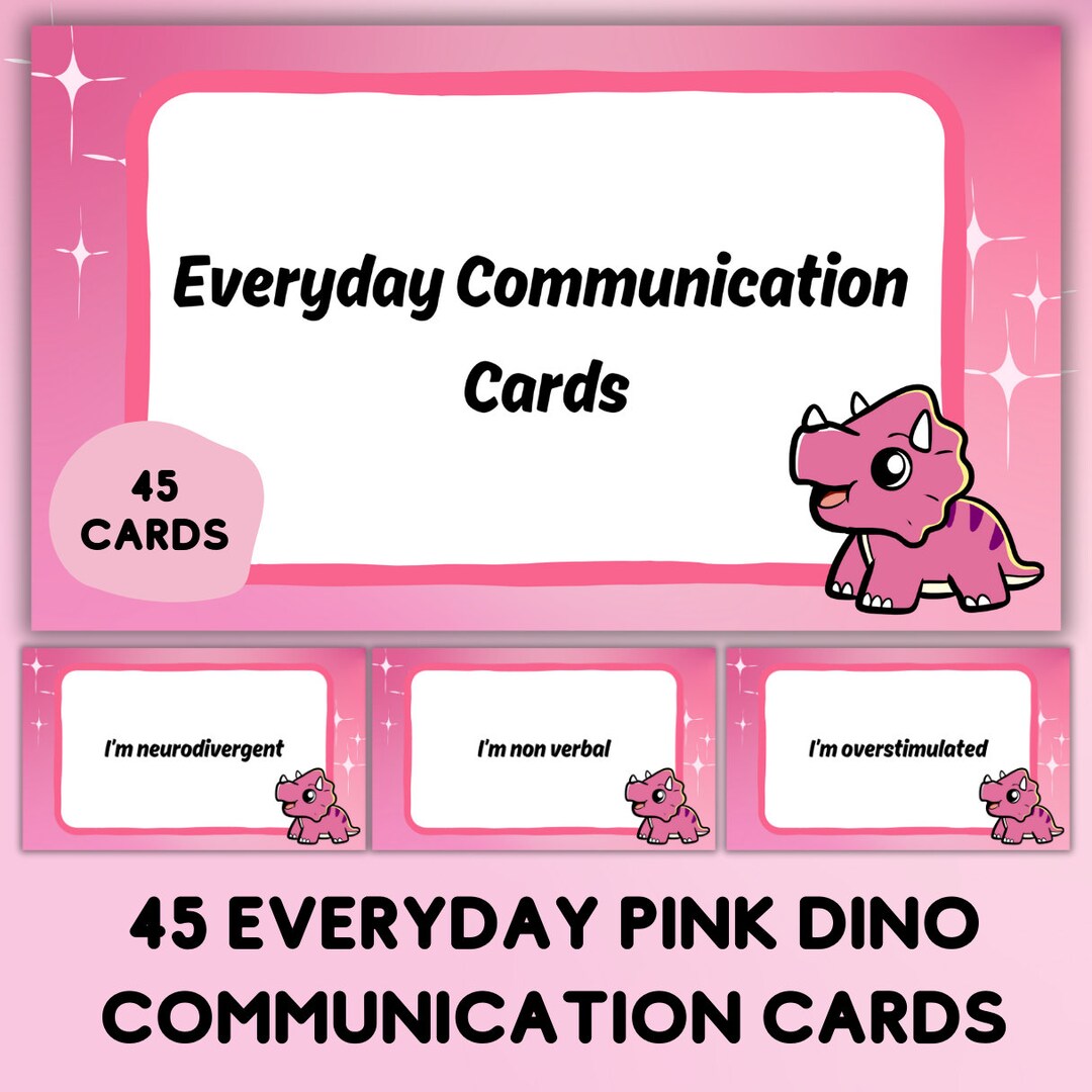 Pink Dinosaur Everyday Communication Cards, Non Verbal Autism Printable ...