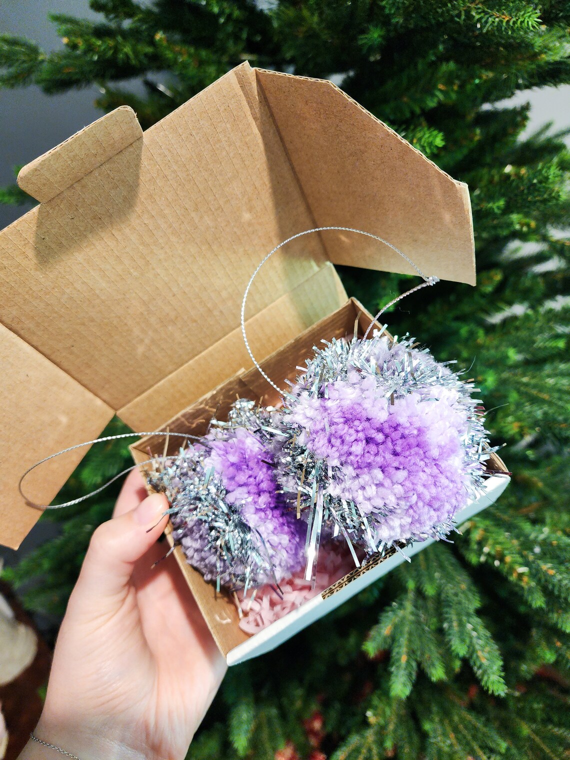 Custom Pom Pom Baubles, Set of 2, 4 or 6, Retro Christmas Tree ...