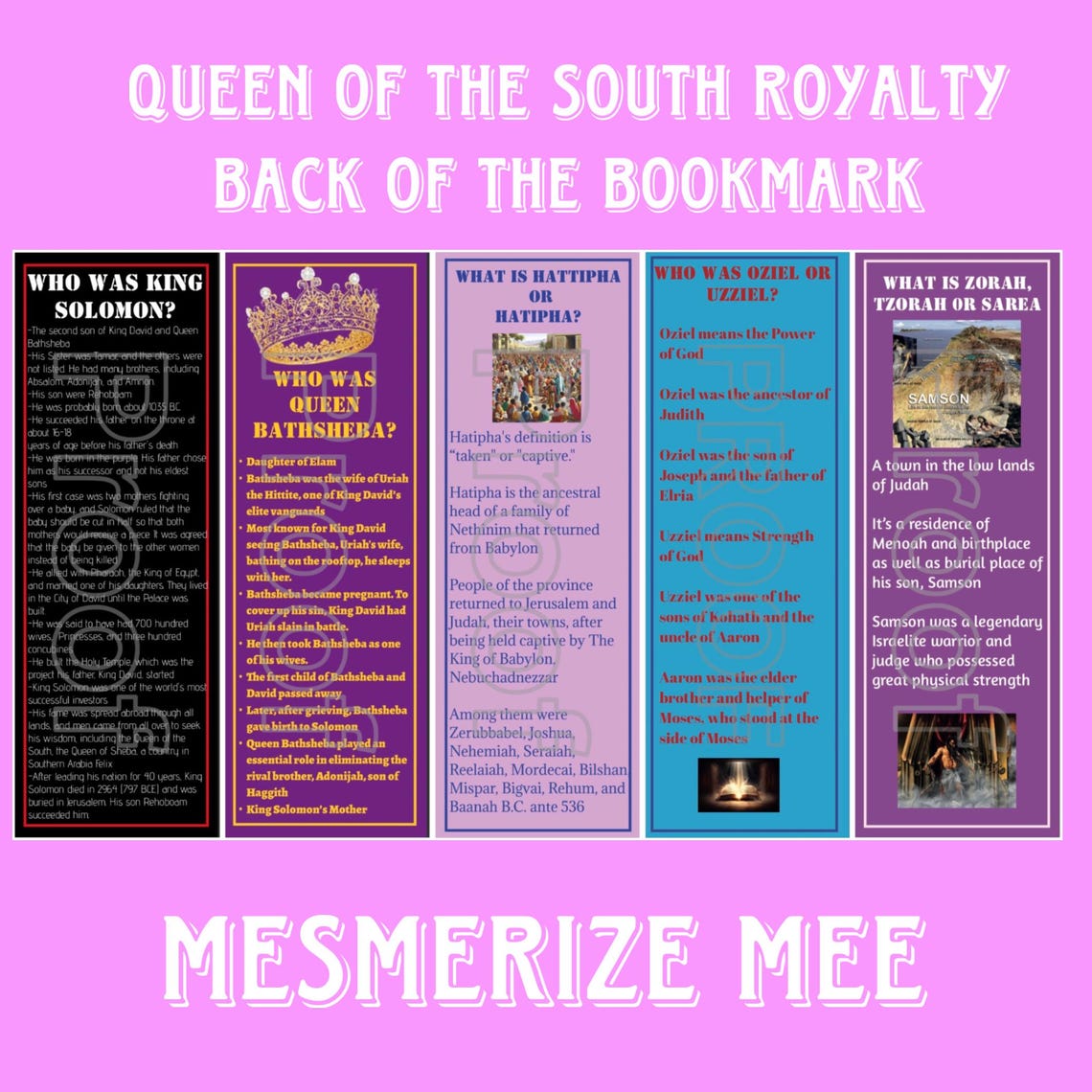 Queen of the South Bookmarks, Order of Eastern Star RITUAL BOOKMARKS ...