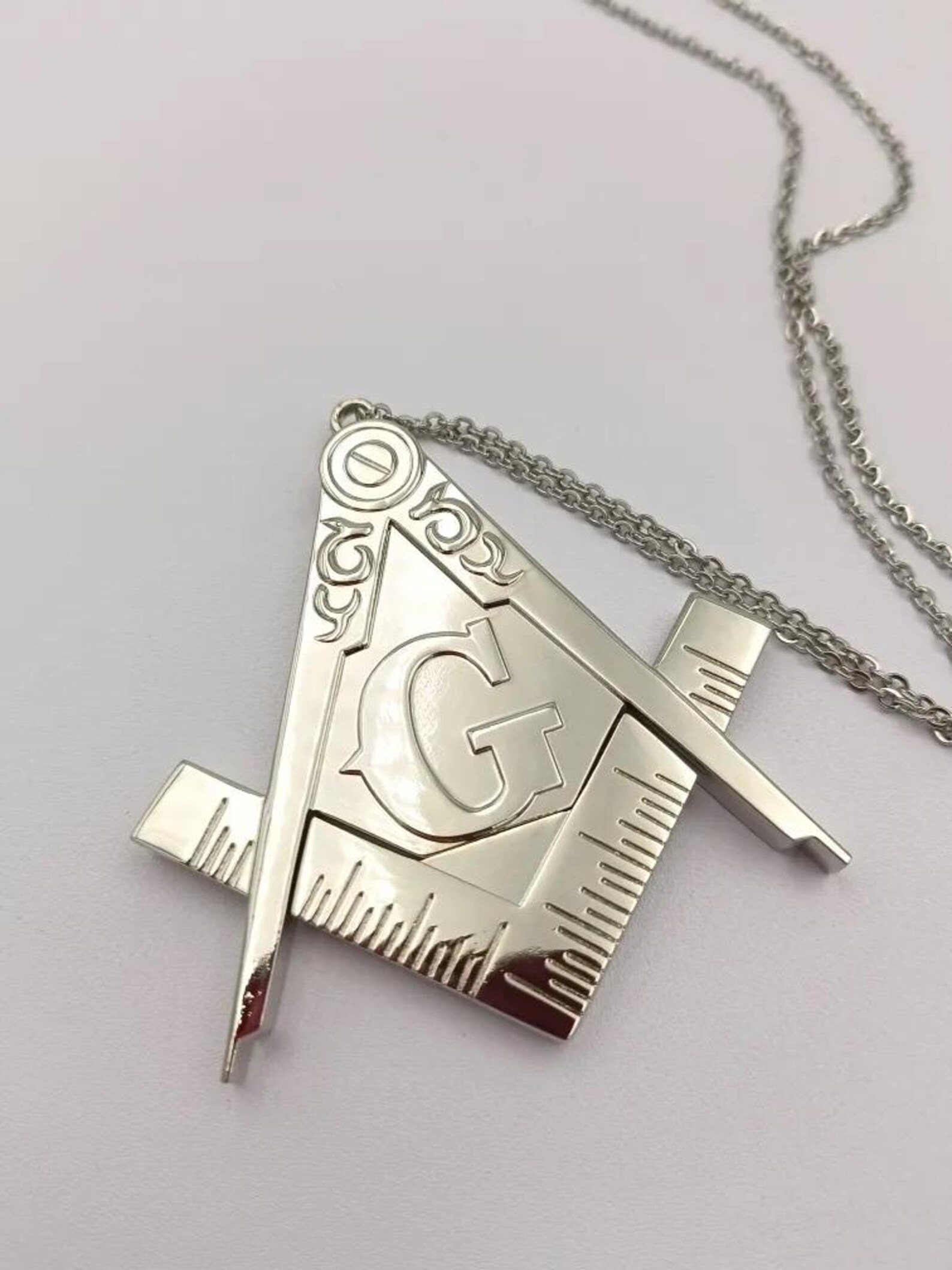 Masonic Square and Compass With Hidden Working Tool Pendant Chain - Etsy
