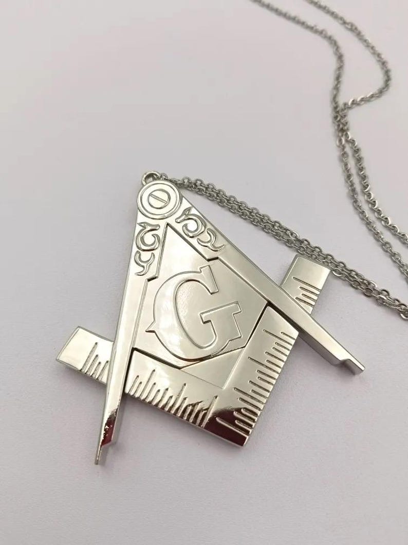 Masonic Square and Compass With Hidden Working Tool Pendant Chain - Etsy