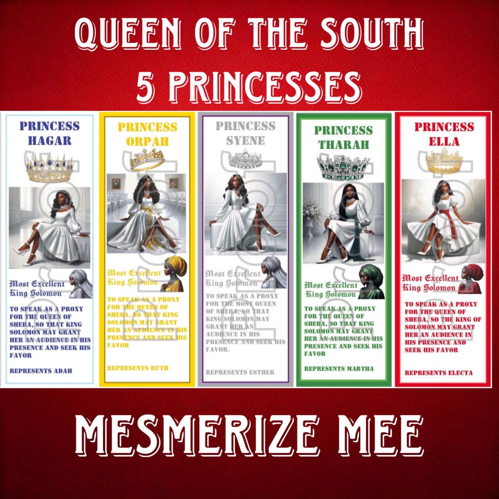 Queen of the South Bookmarks, Order of Eastern Star RITUAL BOOKMARKS ...