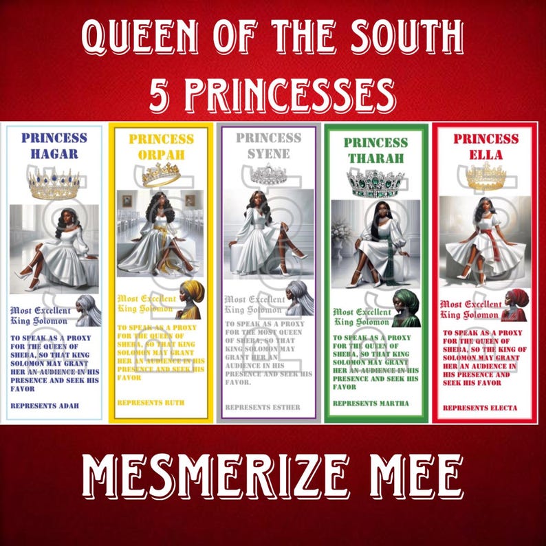 Queen of the South Bookmarks, Order of Eastern Star RITUAL BOOKMARKS ...