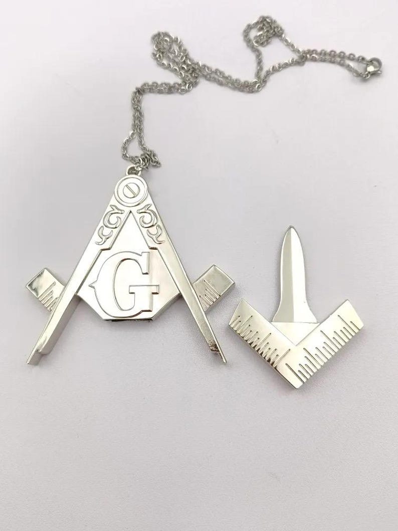 Masonic Square and Compass With Hidden Working Tool Pendant Chain - Etsy