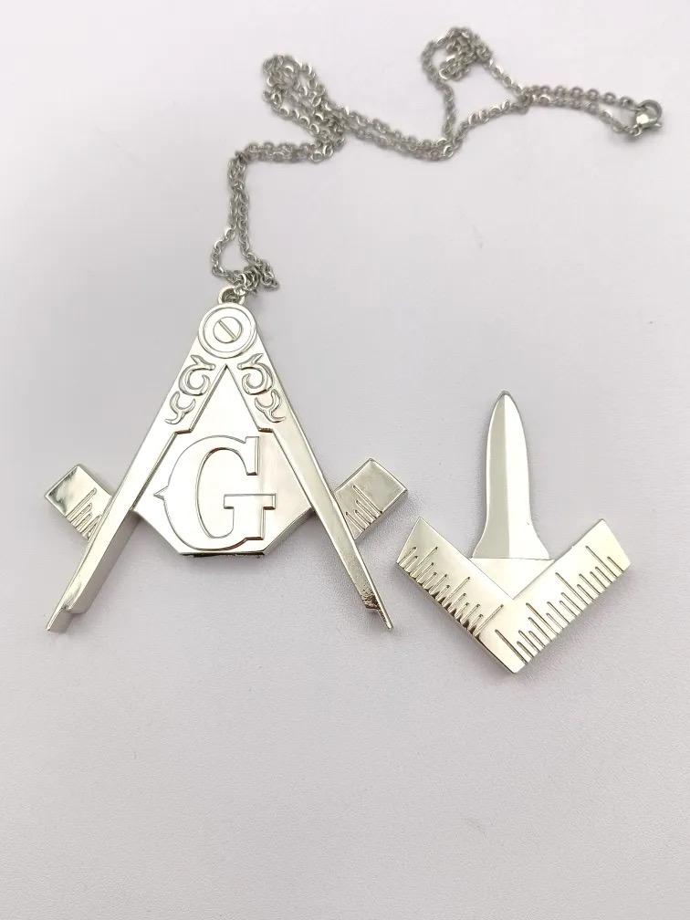 Masonic Square and Compass With Hidden Working Tool Pendant Chain - Etsy