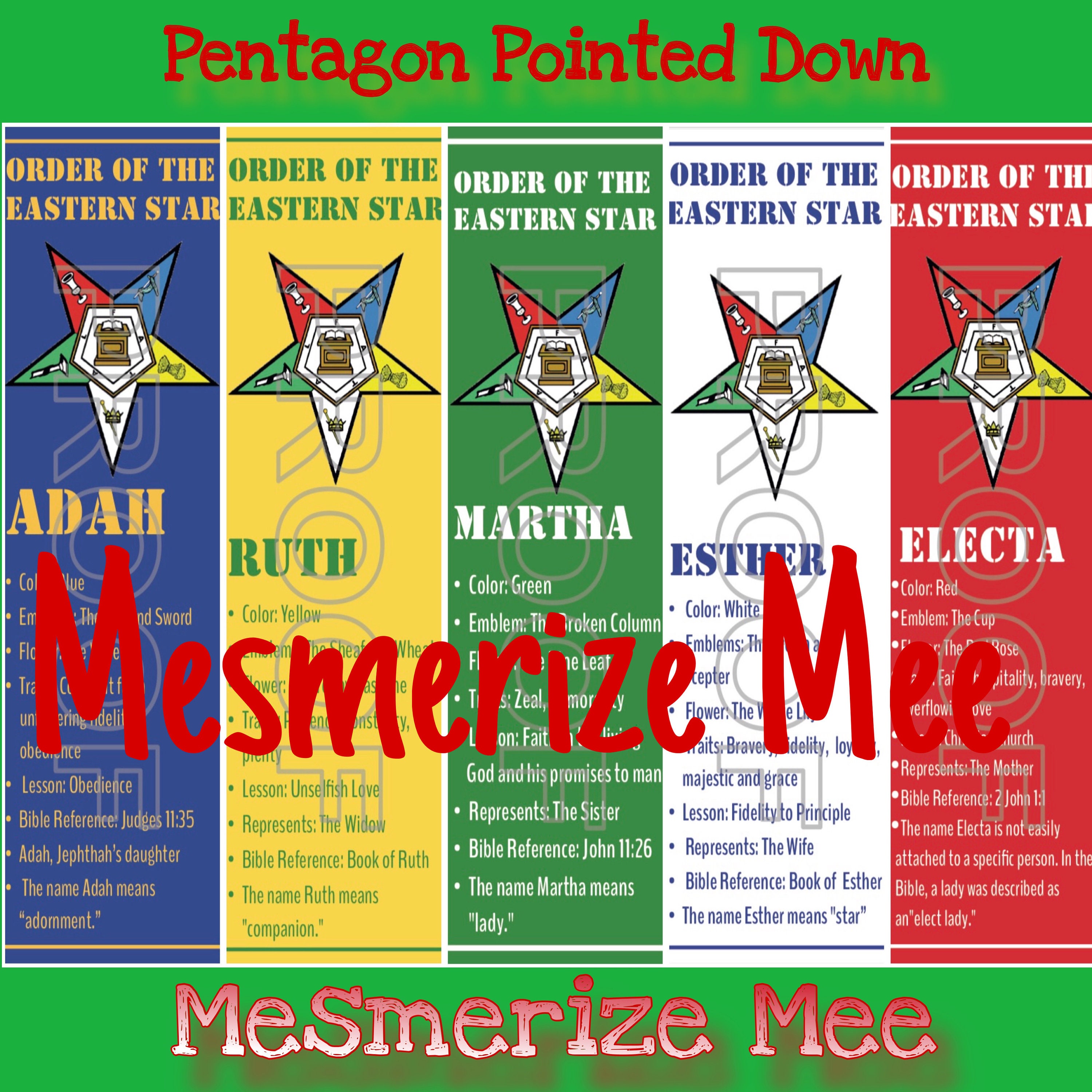 Masonic Order of Eastern Star RITUAL BOOKMARKS, Order of the Eastern ...