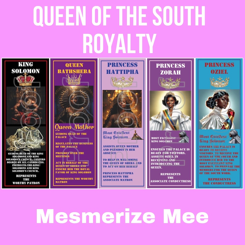 Queen of the South Bookmarks, Order of Eastern Star RITUAL BOOKMARKS ...