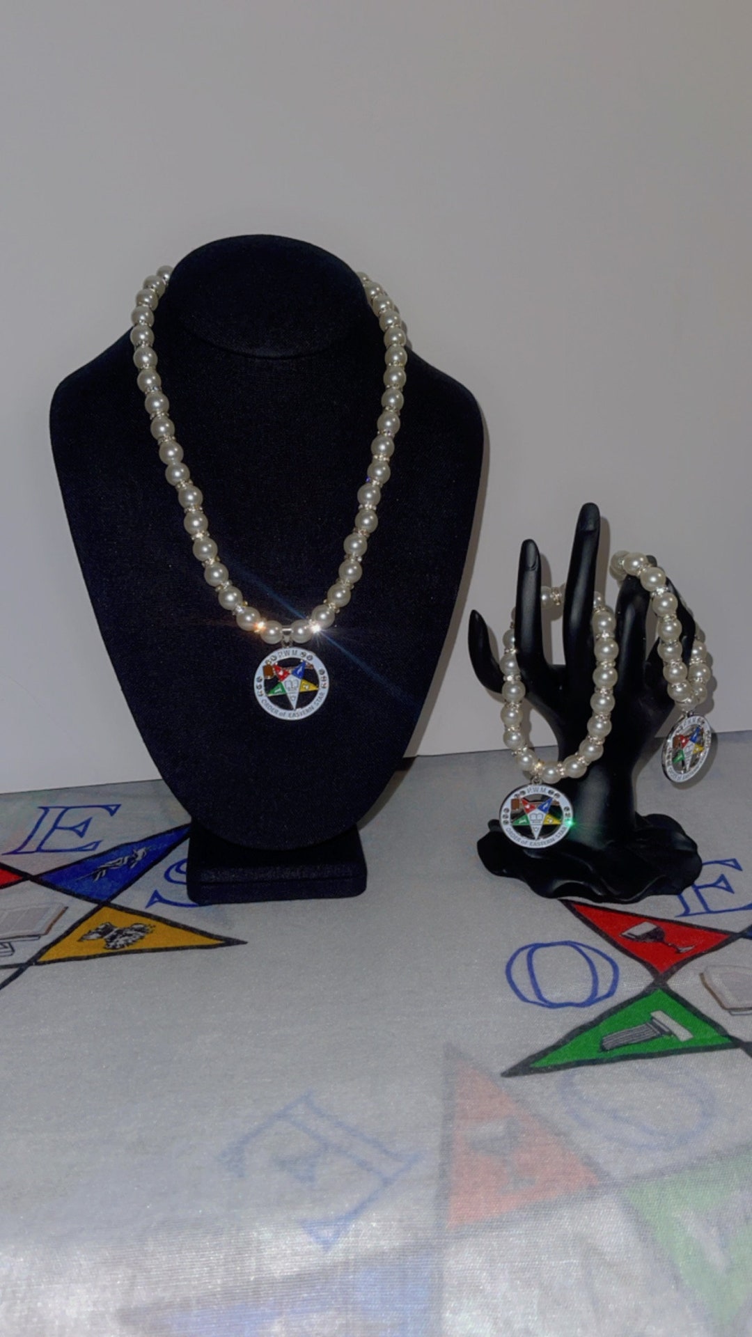 Order of Eastern Star Past Worthy Matron Pearl Pendant Necklace and ...