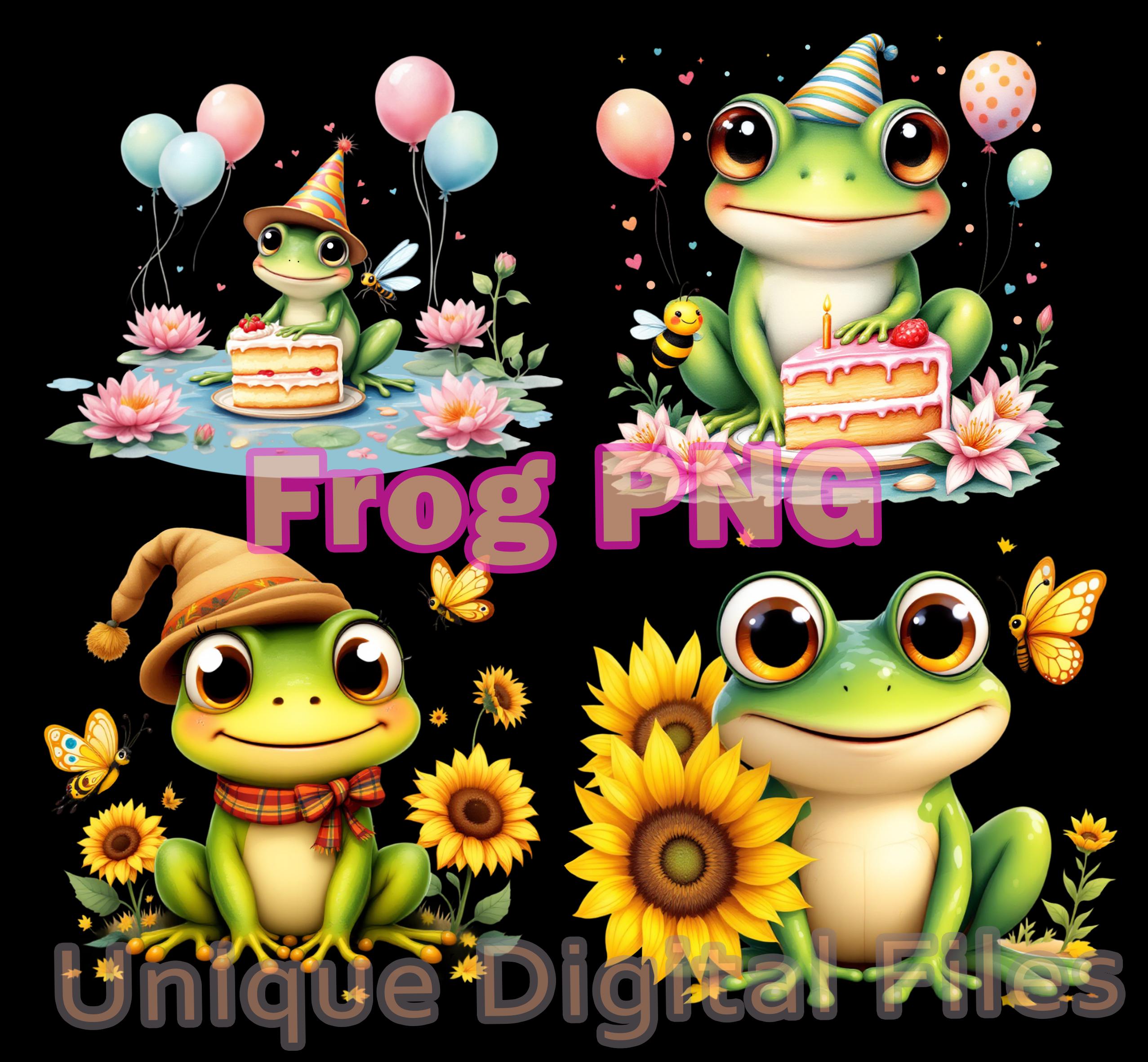 Frog PNG Bundle, Cute Frogs Art Pack, Commercial Use, Instant Download ...