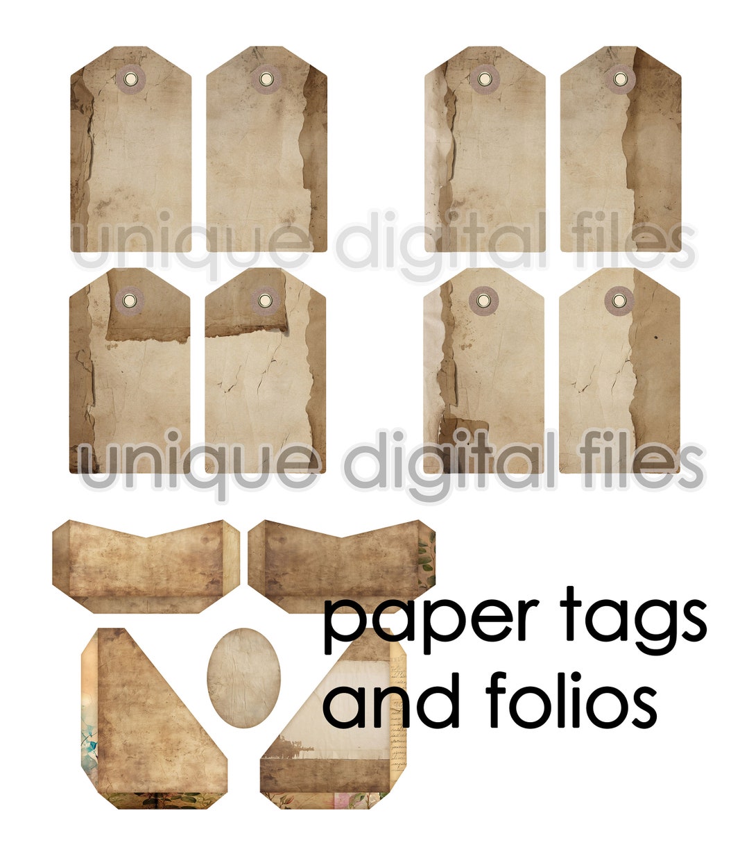 Vintage Paper Tags & Folios: Plain Torn Ephemera (digital Download) - Etsy