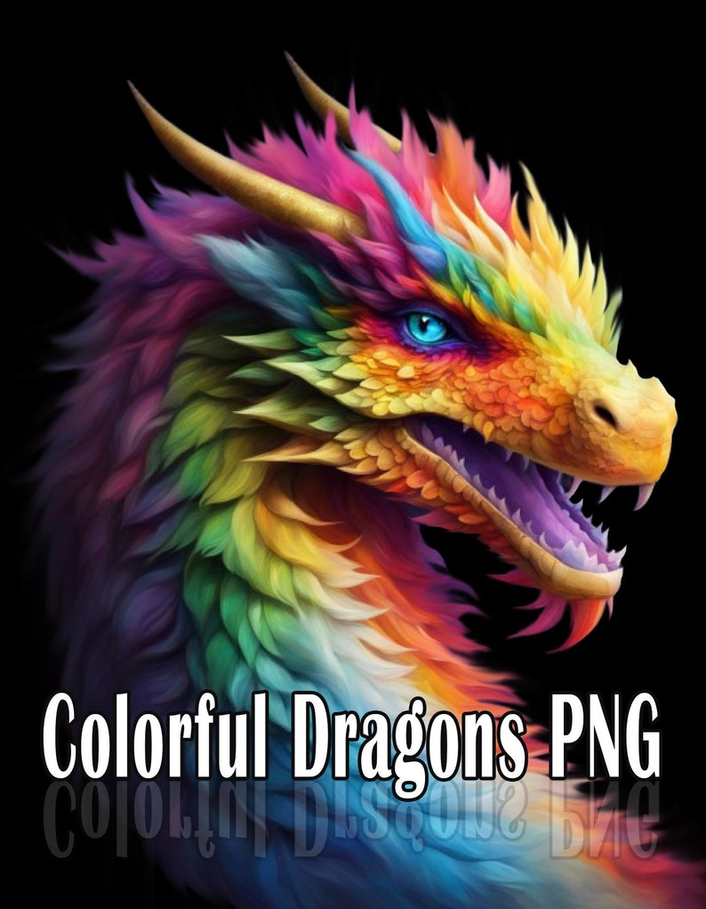 Dragons Colorful PNG, Digital Clipart, Images , 6 Images , Commercial ...