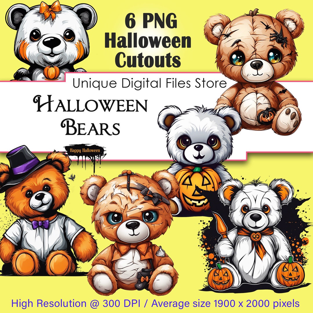 Halloween Bear PNG Clipart Bundle, Commercial Use (digital Download ...