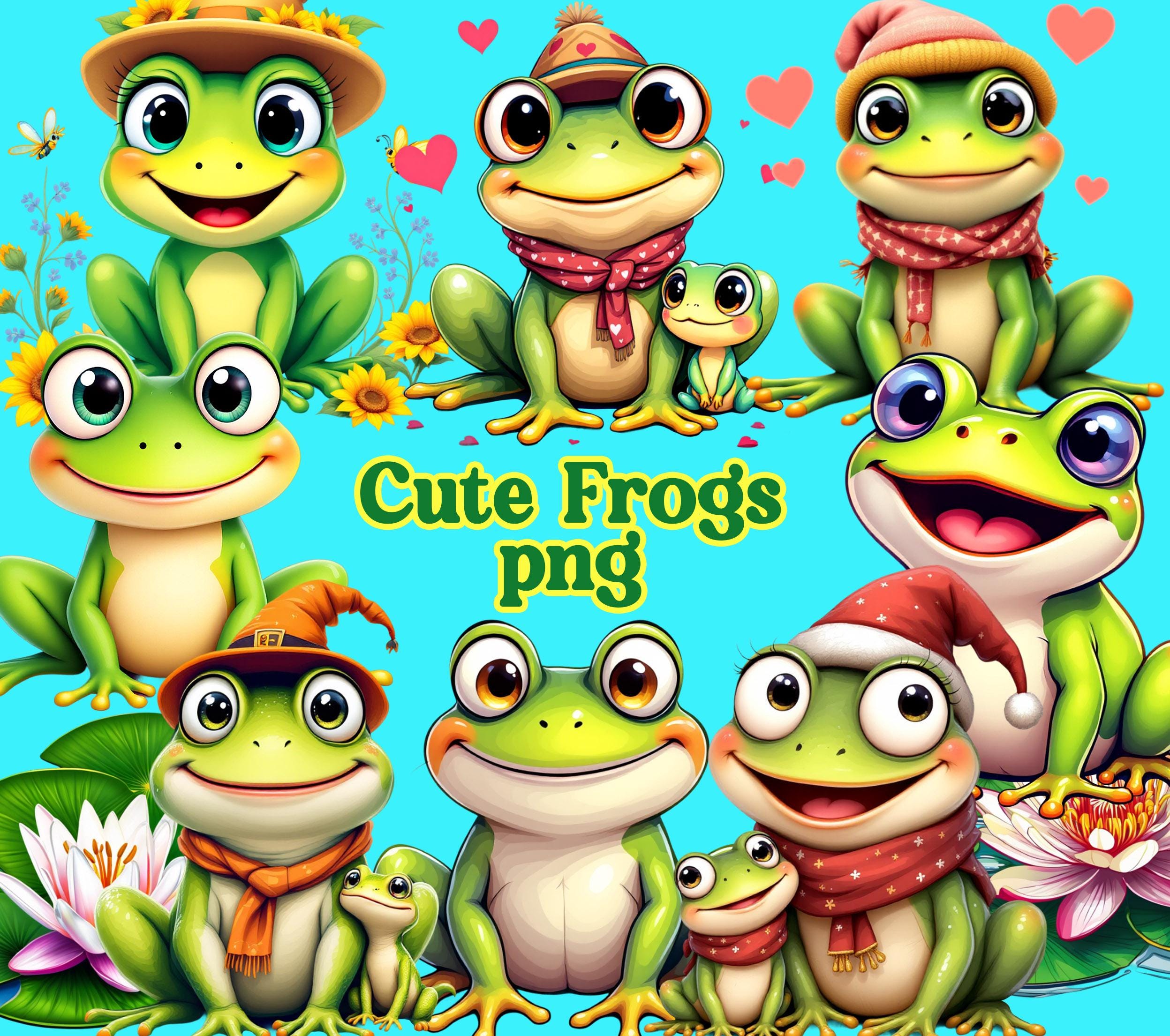 Frog PNG Bundle, Cute Frogs Art Pack, Commercial Use, Instant Download ...