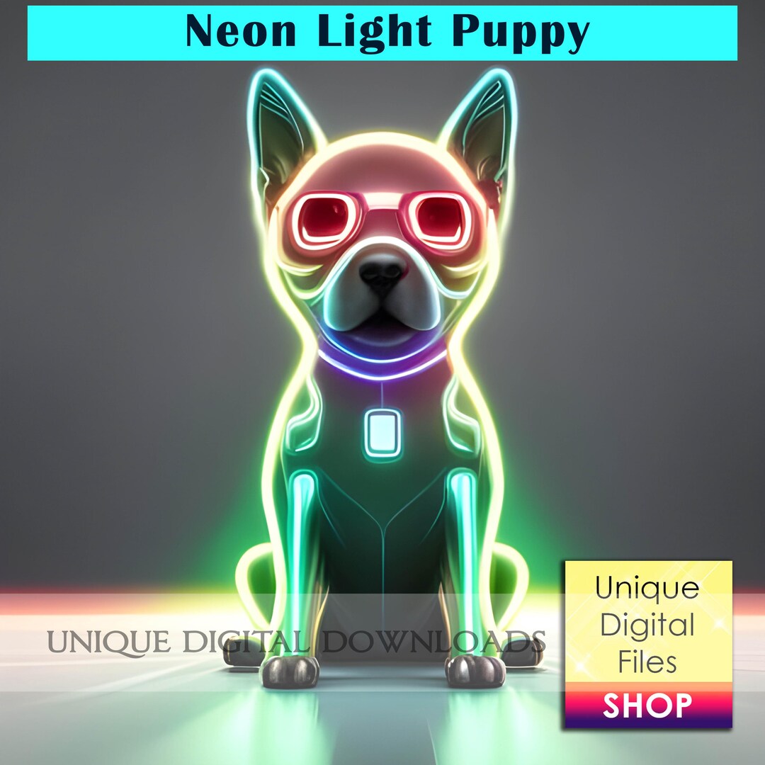 Xlarge Stock Photo, Neon Lights Dog, Stock Image, Commercial Use ...