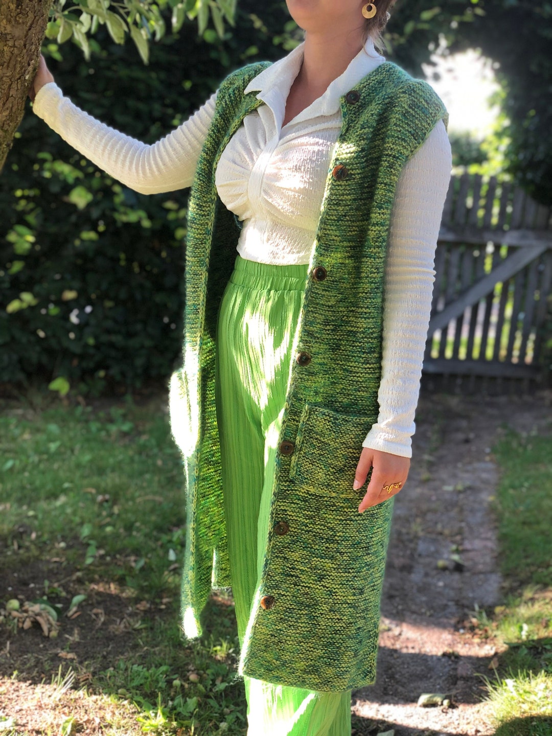 Knit Vest Pattern, Knitted Jacket Pattern, Knit Easy Long Vest, Knitted ...