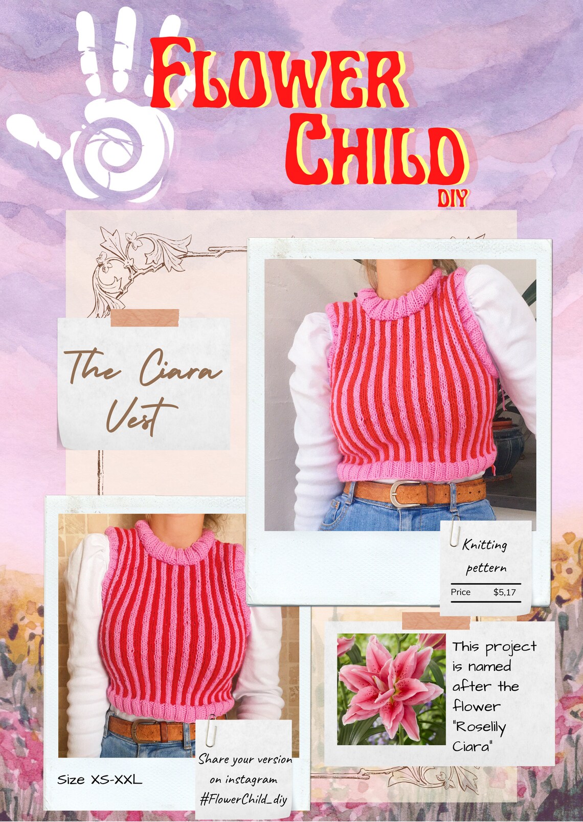 Knitted Vest Pattern the Ciara Vest - Etsy