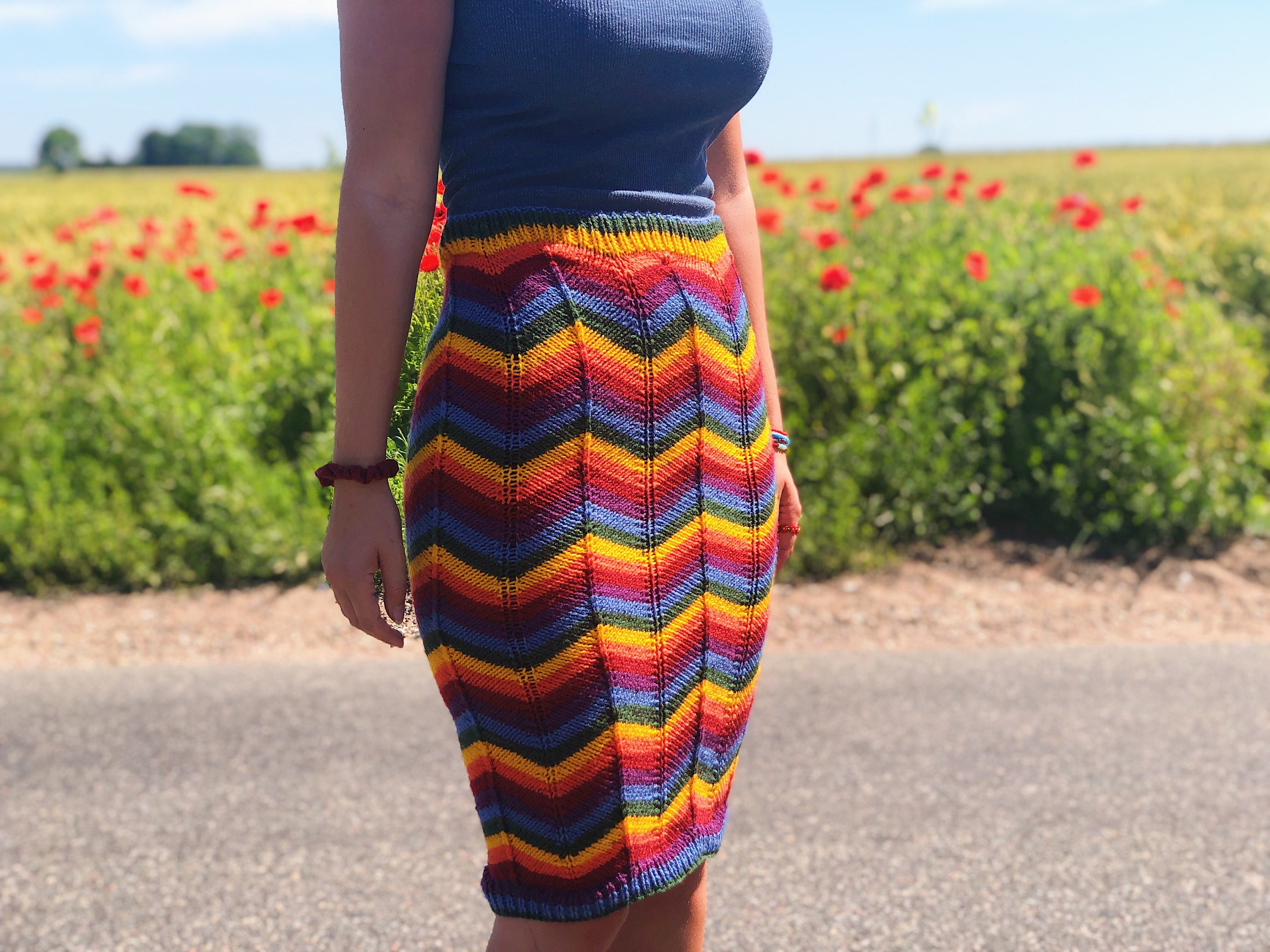 Knitted Skirt Pattern Easy Knit Skirt Pattern Colorfull Knit - Etsy