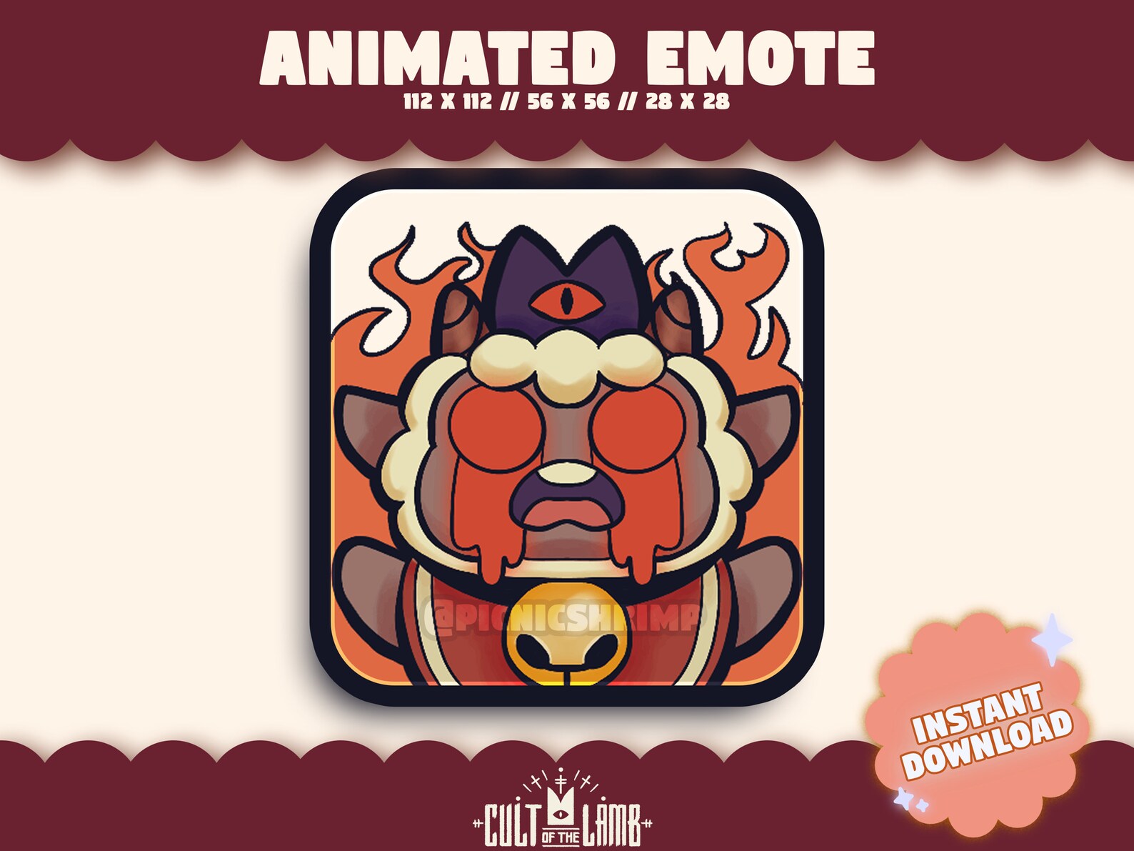 Cult of the Lamb Animated Emote for Twitch/discord Discord Sticker ...