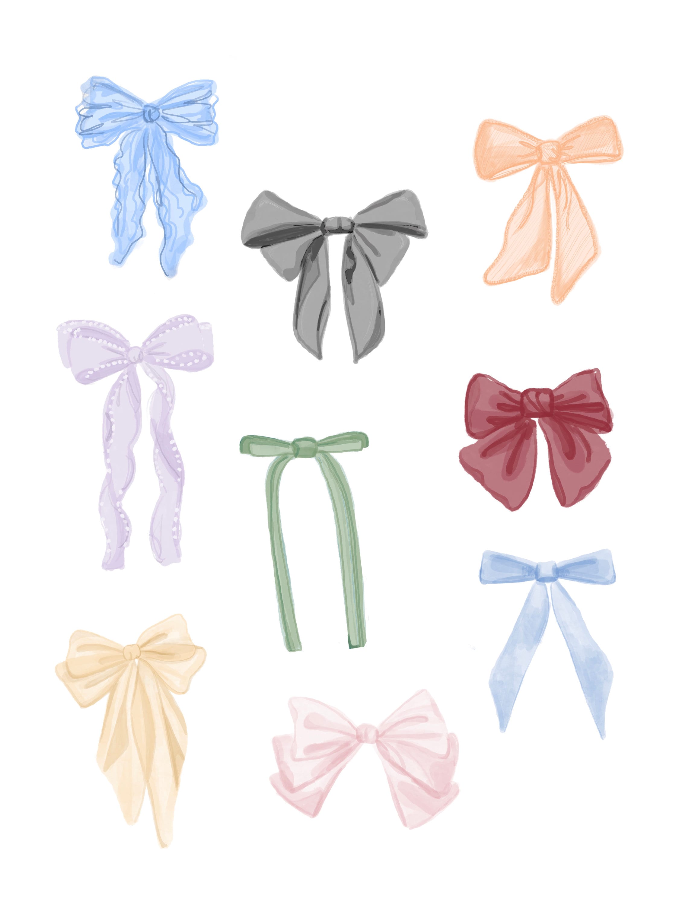 Coquette Bows Digital Art Print - Etsy