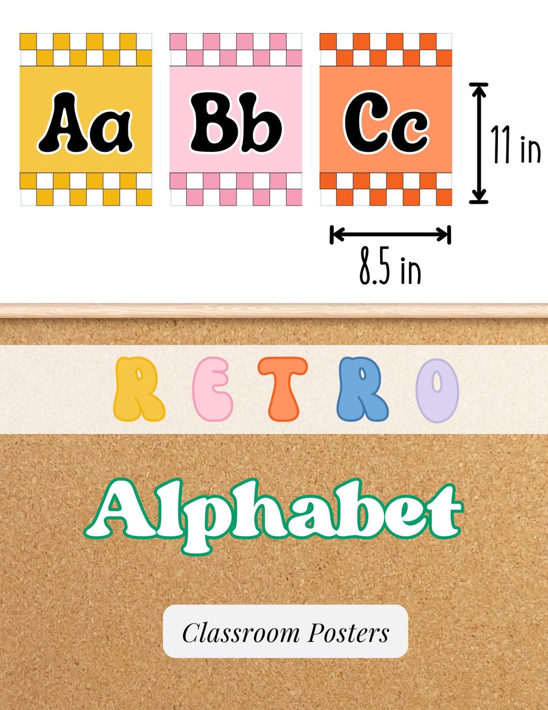 Retro Checkered Alphabet Posters - Etsy