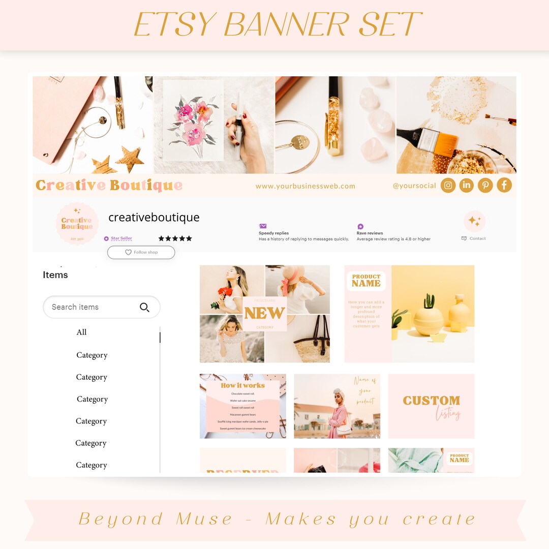 Rainbow Etsy Banner Template Etsy Shop Banner Etsy Sellers Etsy Shop ...