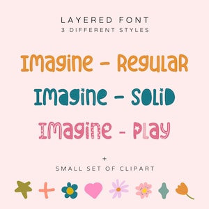 Imagine Playful Font - Cute Font - Pattern Font - Decorative Lettering ...