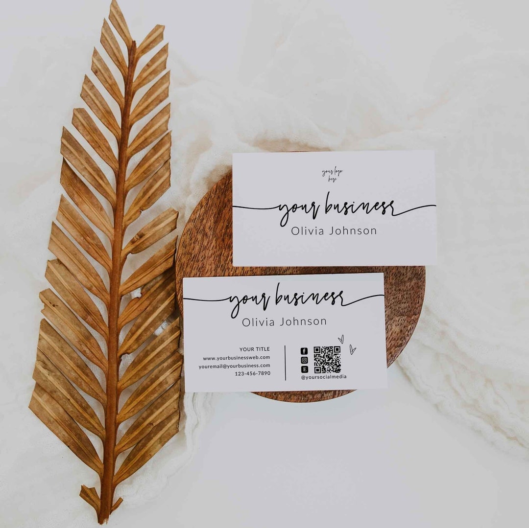 Modern Business Card - Script Printable QR Business Card Template ...