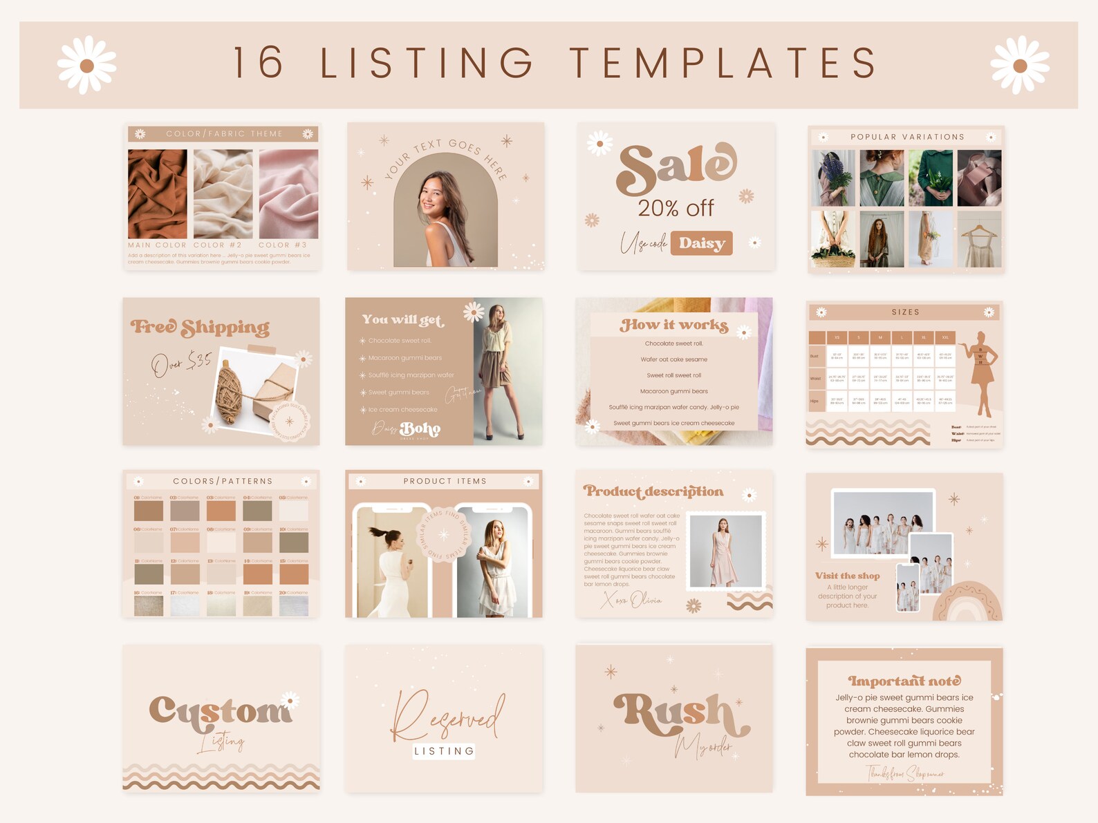 Boho Etsy Kit Retro Etsy Shop Banner Bundle Templates With - Etsy