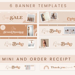 Boho Etsy Kit Retro Etsy Shop Banner Bundle Templates With - Etsy