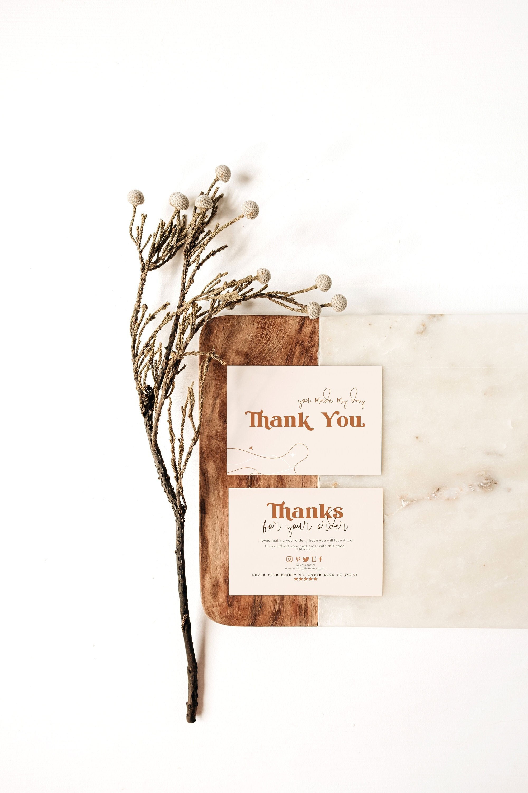 Business Thank You Card Template Printable Boho Thank You - Etsy