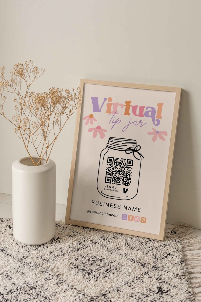 Retro Virtual Tip Jar Venmo Payment Sign 90s QR Code Sign - Etsy