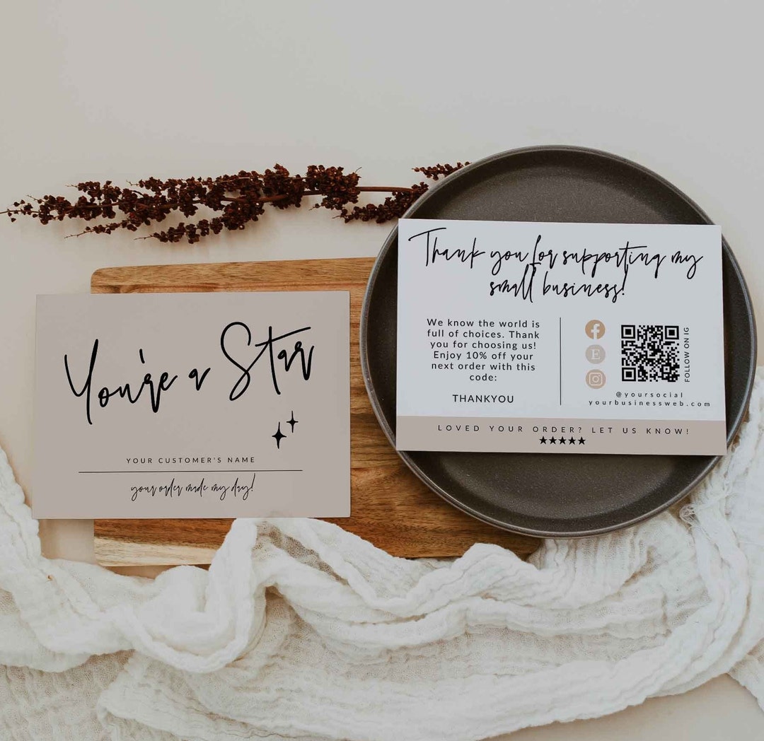 Business Thank You Template - Boho Thank You Card Editable - Modern ...